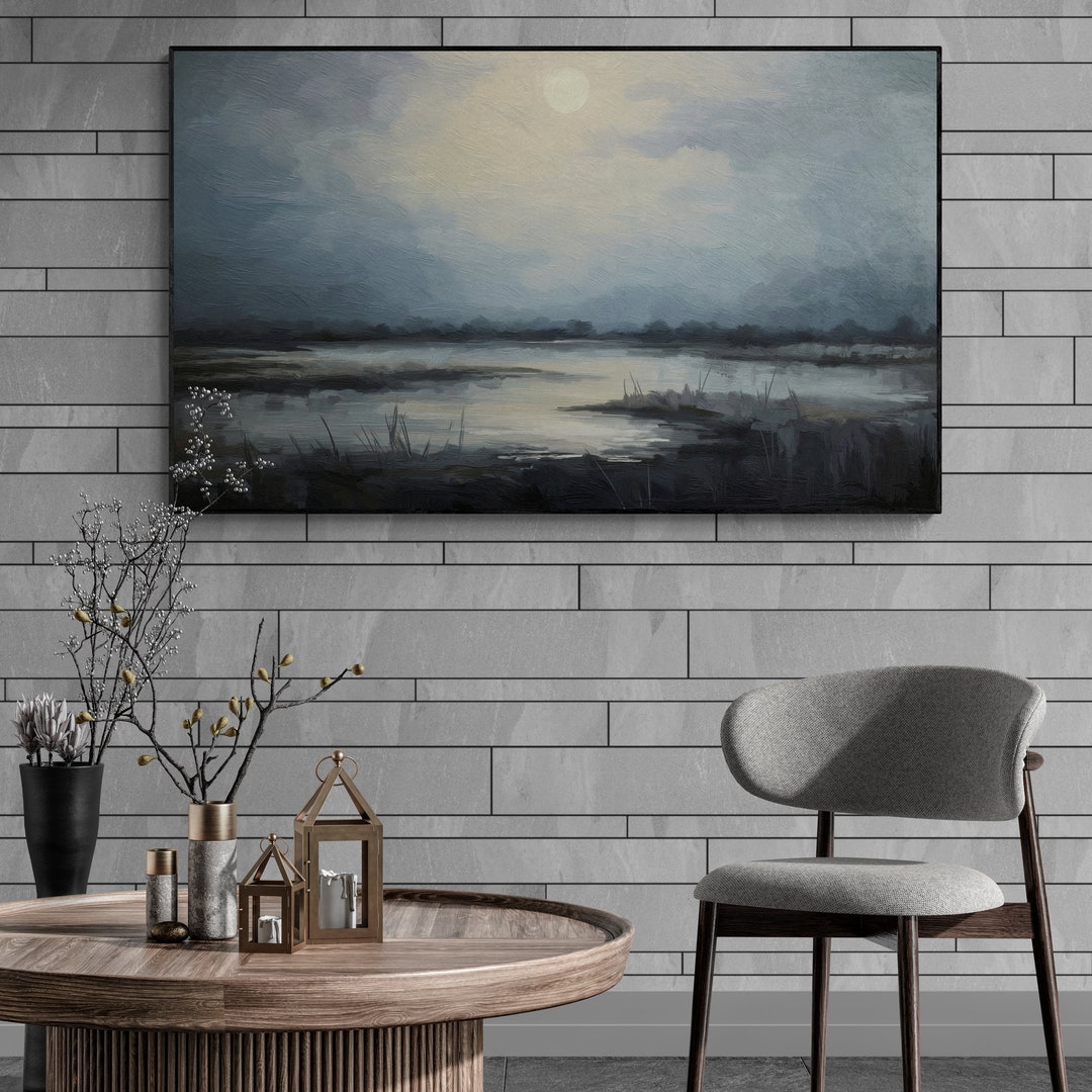 Large Abstract Landscape Art, Dark Abstract Landscape Painting, DIY ...