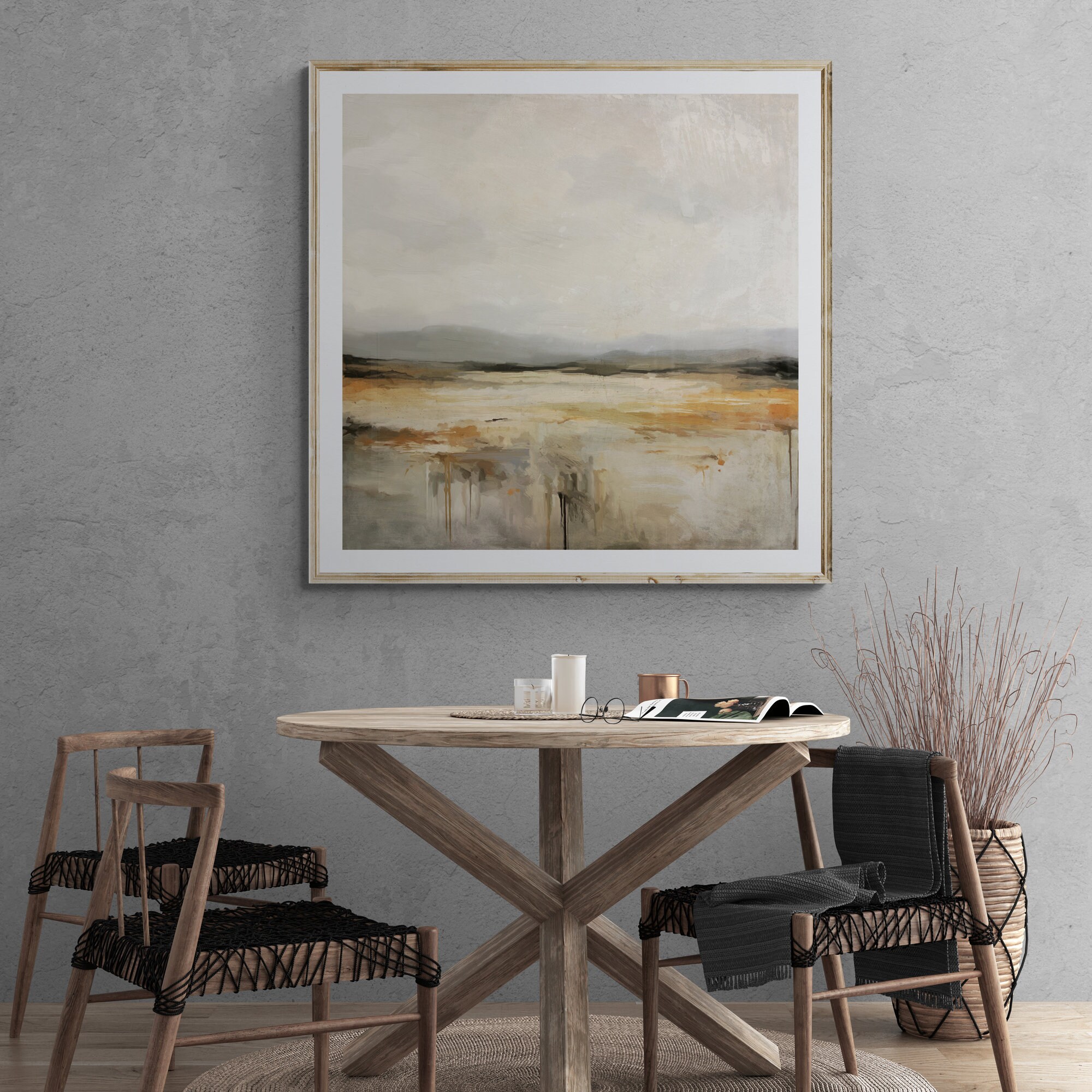 Square Abstract Landscape Art Print: Modern Minimalist Painting ...