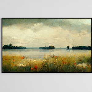 Horizontal Abstract Landscape Printable Art Summer Lake and - Etsy