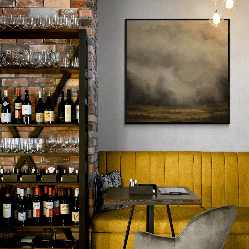 Square Abstract Landscape Painting Neutral Landscape Wall Art - Etsy