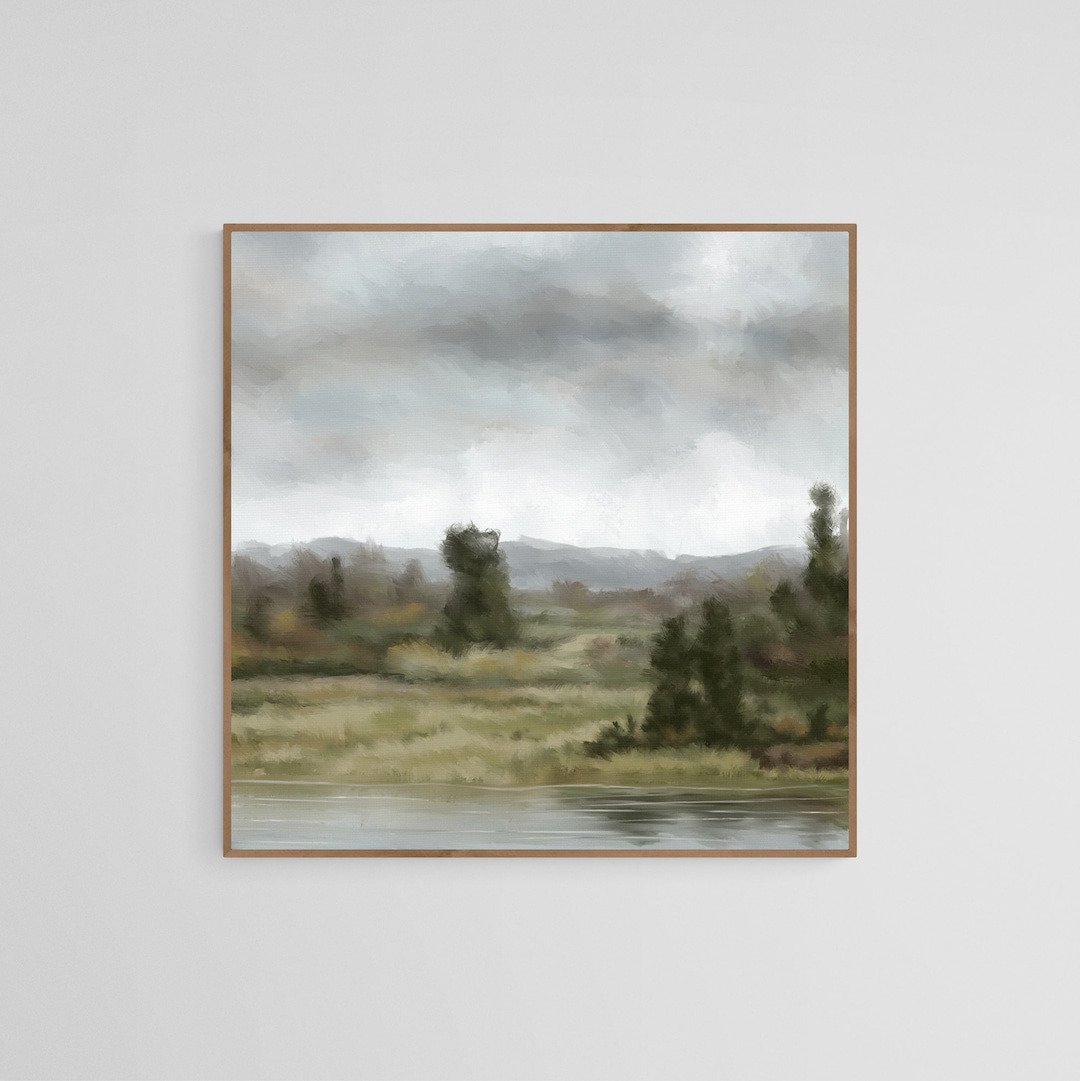 Countryside Square Abstract Landscape Art Print, Instant Download ...