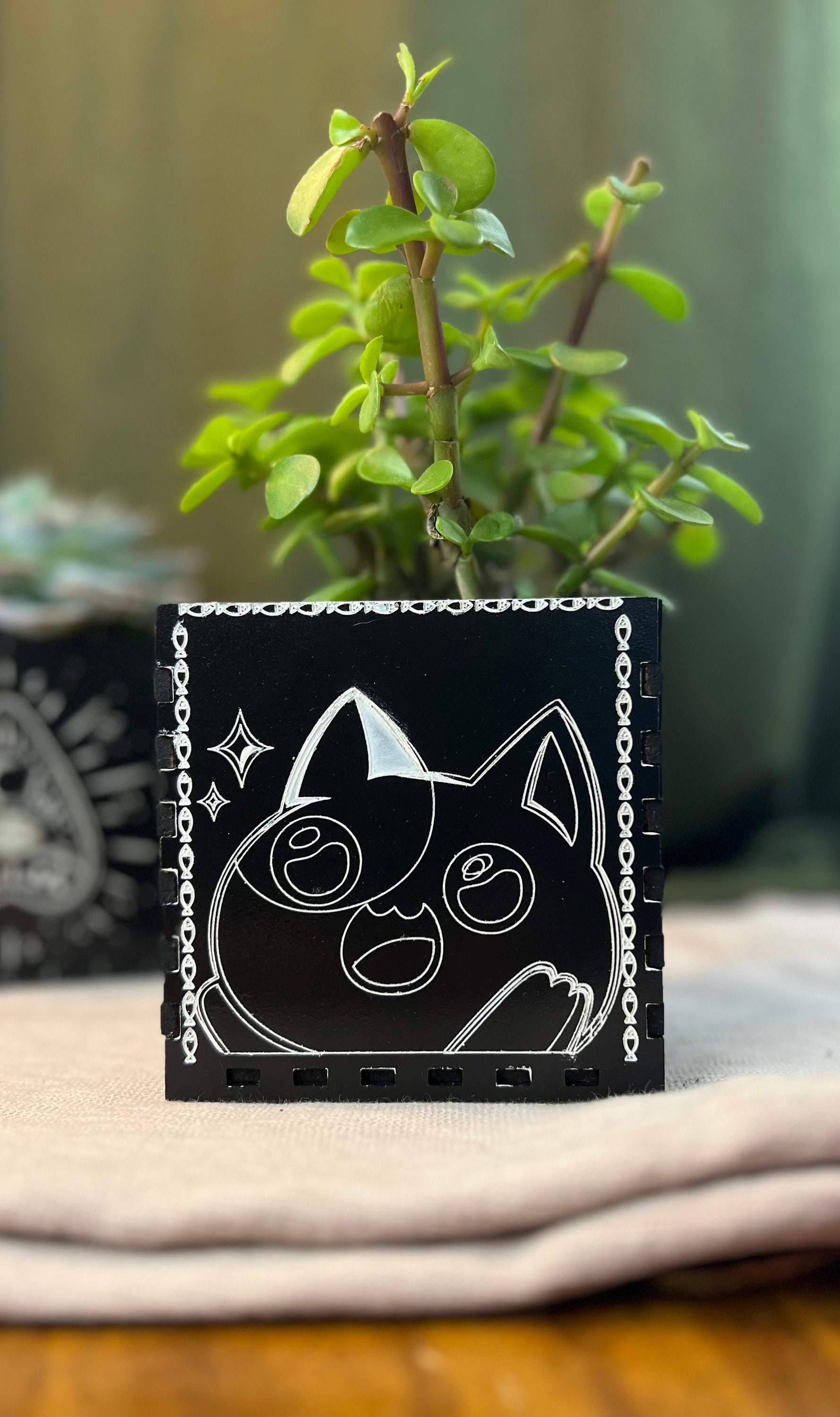 Anime Chibi Cat Planter, Chibi Art Home Decor, Car Plant Pot, Cute ...