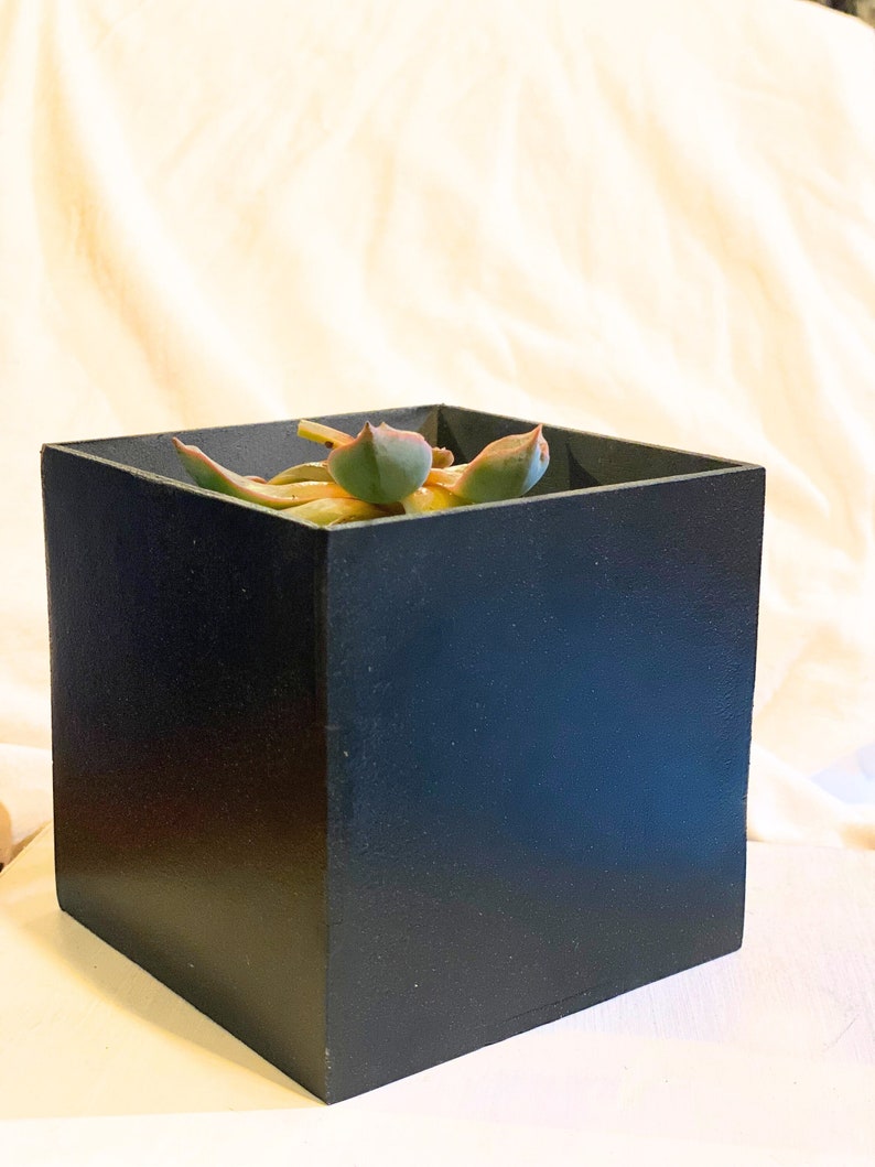 Handmade Planter Box With Drainaige | Unique Indoor Plant Pot in Black ...