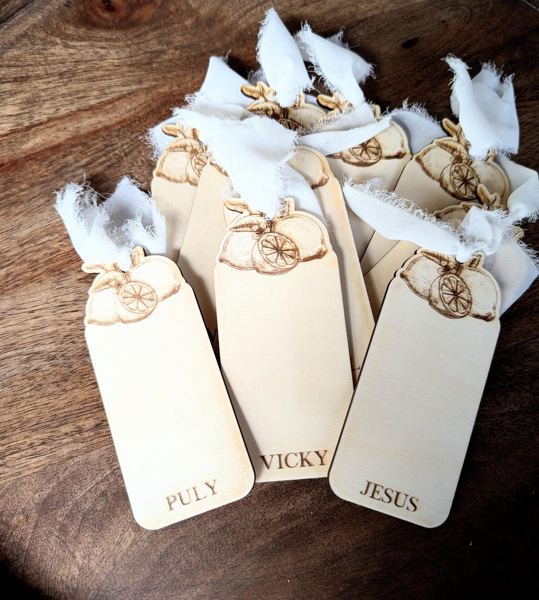Name Tags Bookmarks Custom Wooden Bookmarks for Weddings Wedding Name ...