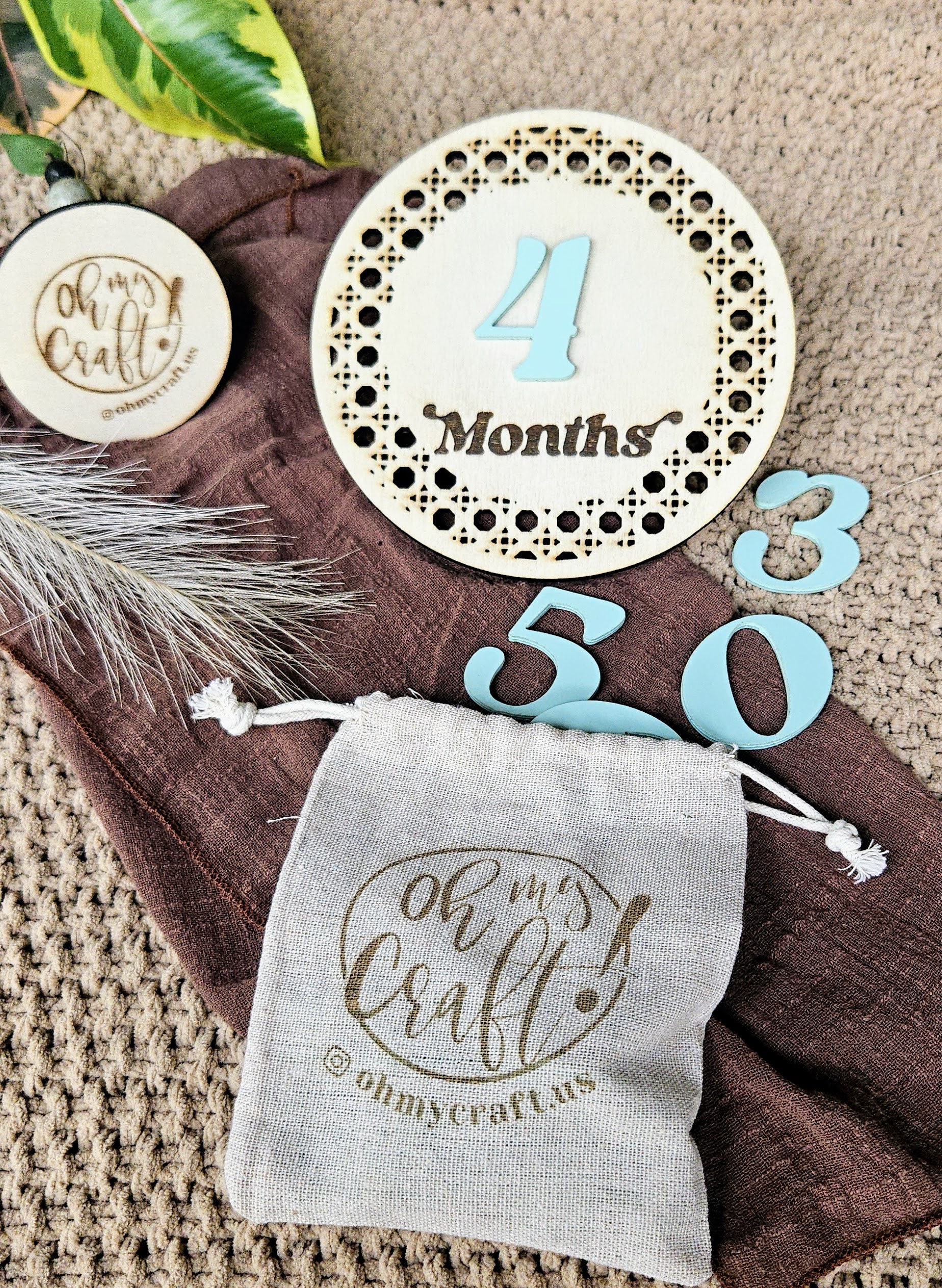 Interchangeable Milestone Cards Wooden Circle Custom Name Set Monthly ...