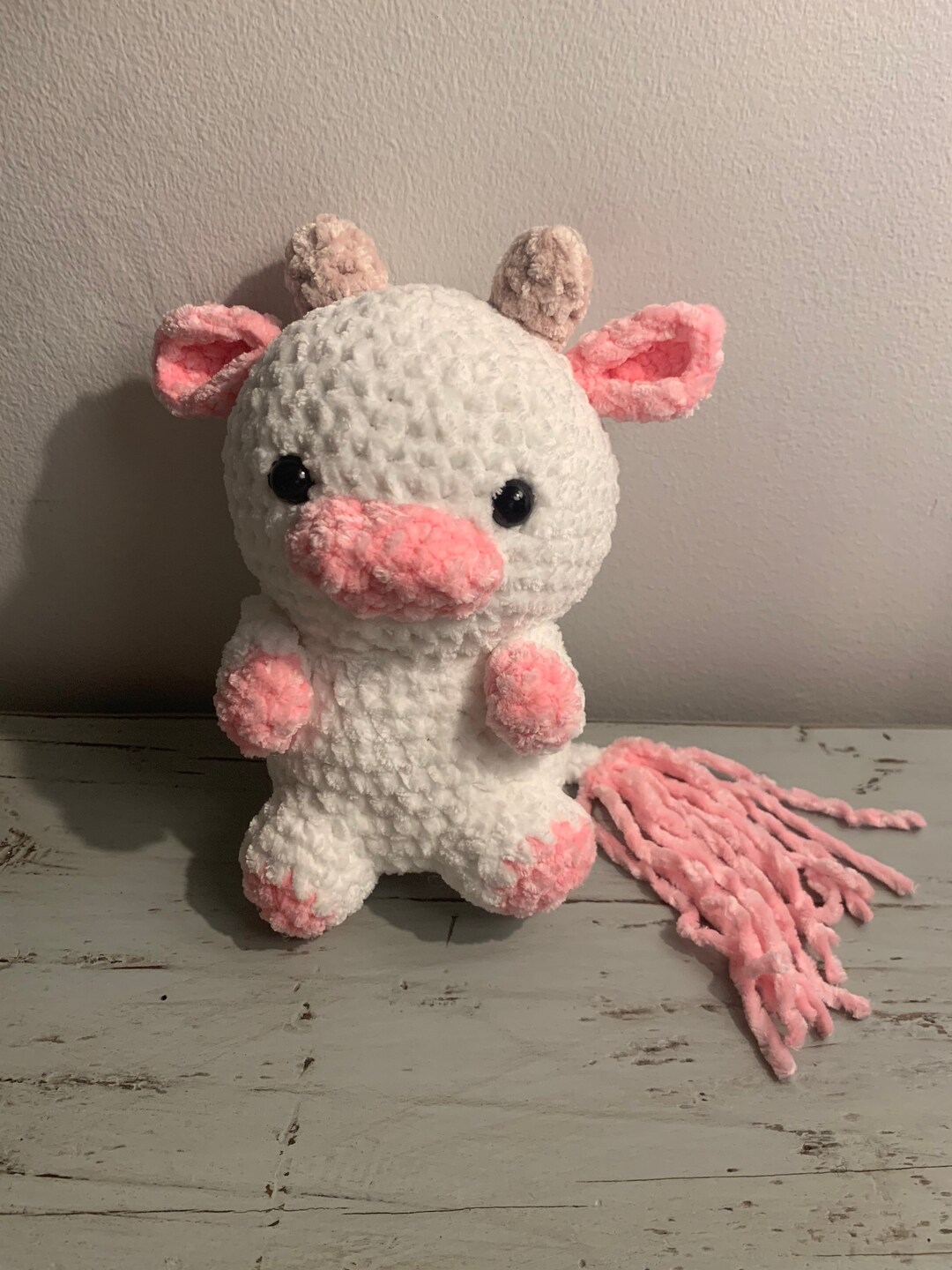 Pink Crochet Fluffy Cow - Etsy