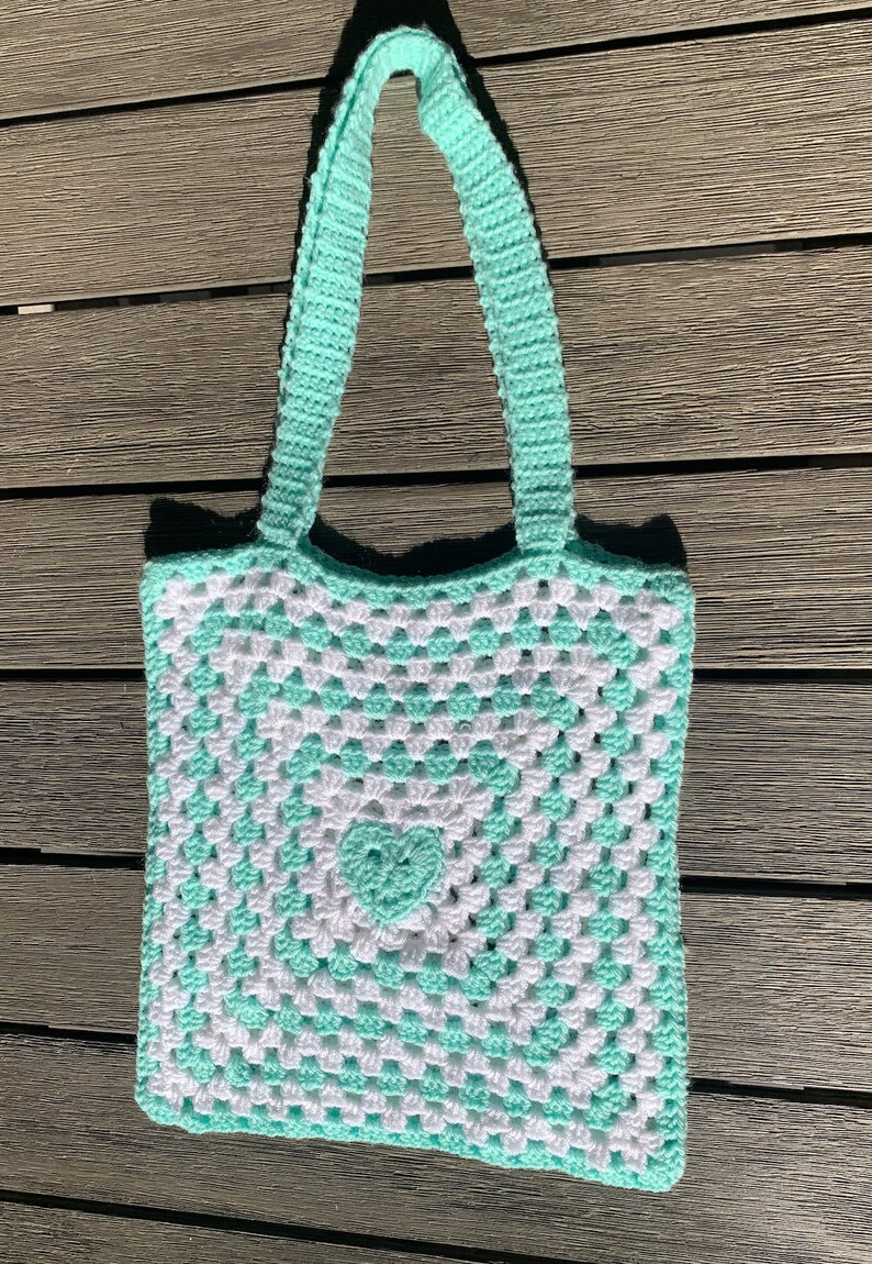 Crochet Heart Granny Square Tote Bag | Etsy