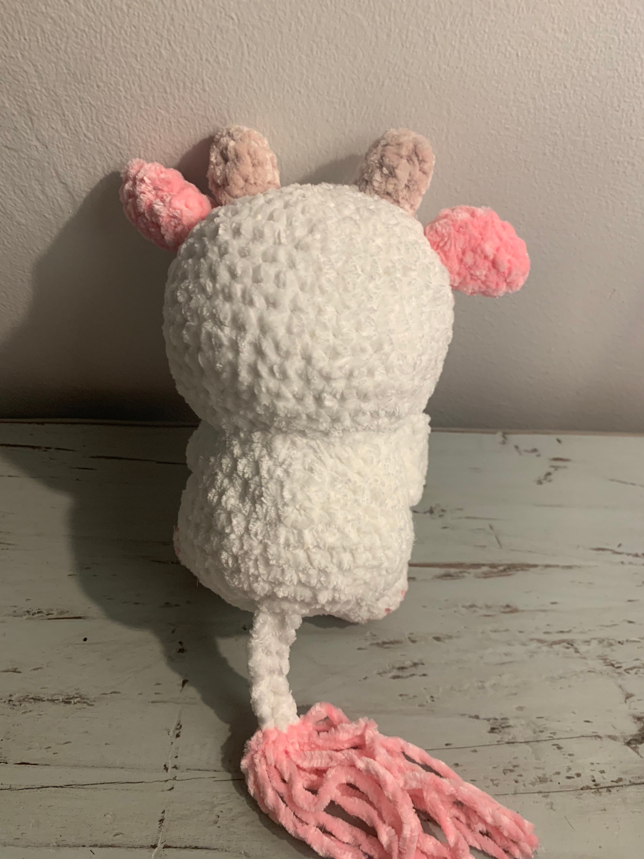 Pink Crochet Fluffy Cow - Etsy
