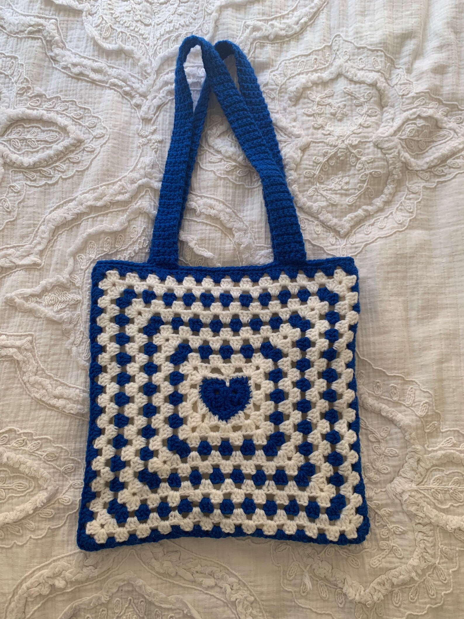 Crochet Heart Granny Square Tote Bag - Etsy