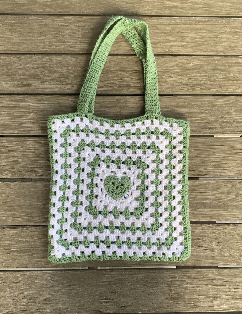 Crochet Heart Granny Square Tote Bag - Etsy