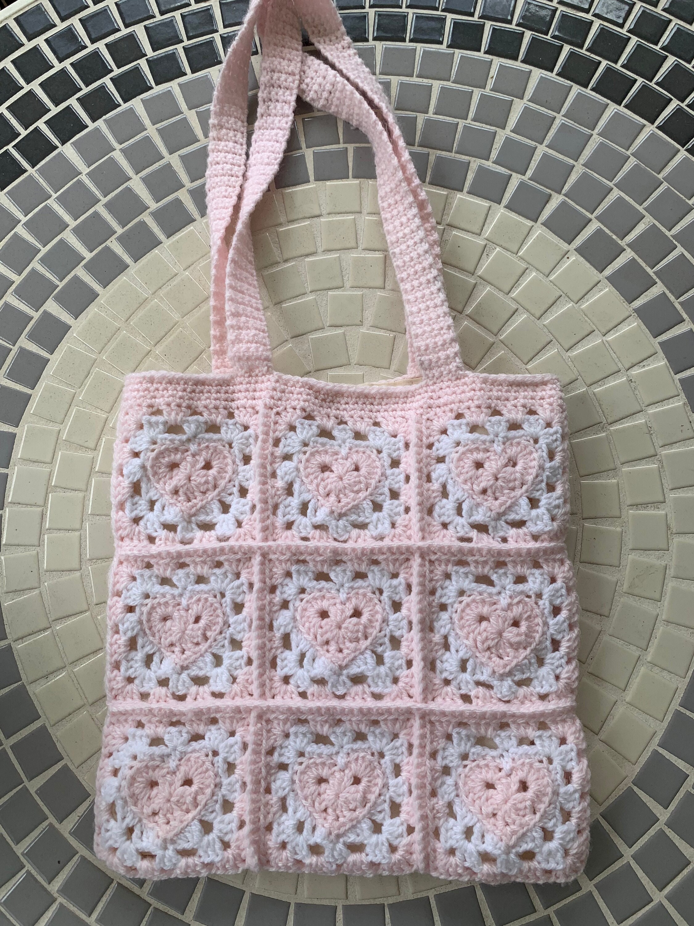 Crochet Hearts Granny Square Bag - Etsy UK