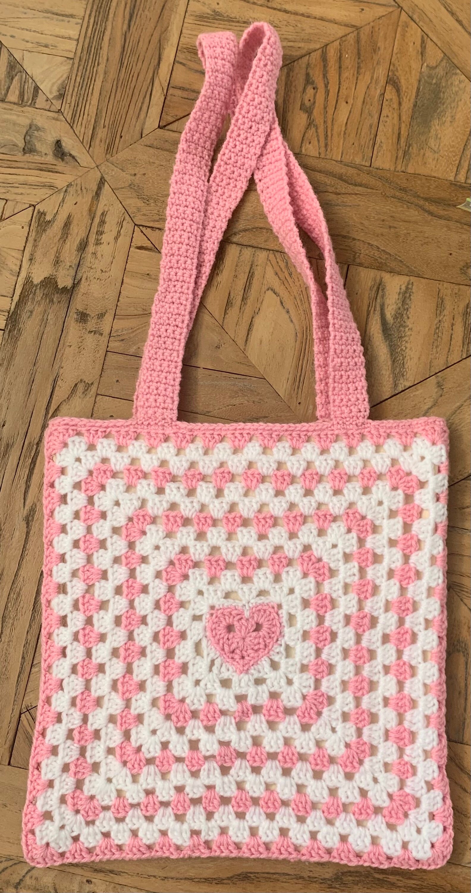 Crochet Heart Granny Square Tote Bag - Etsy