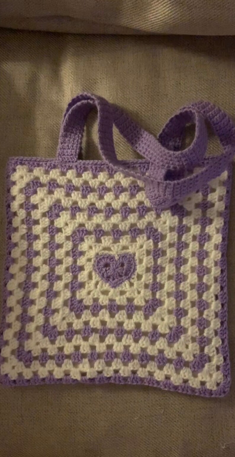 Crochet Heart Granny Square Tote Bag - Etsy