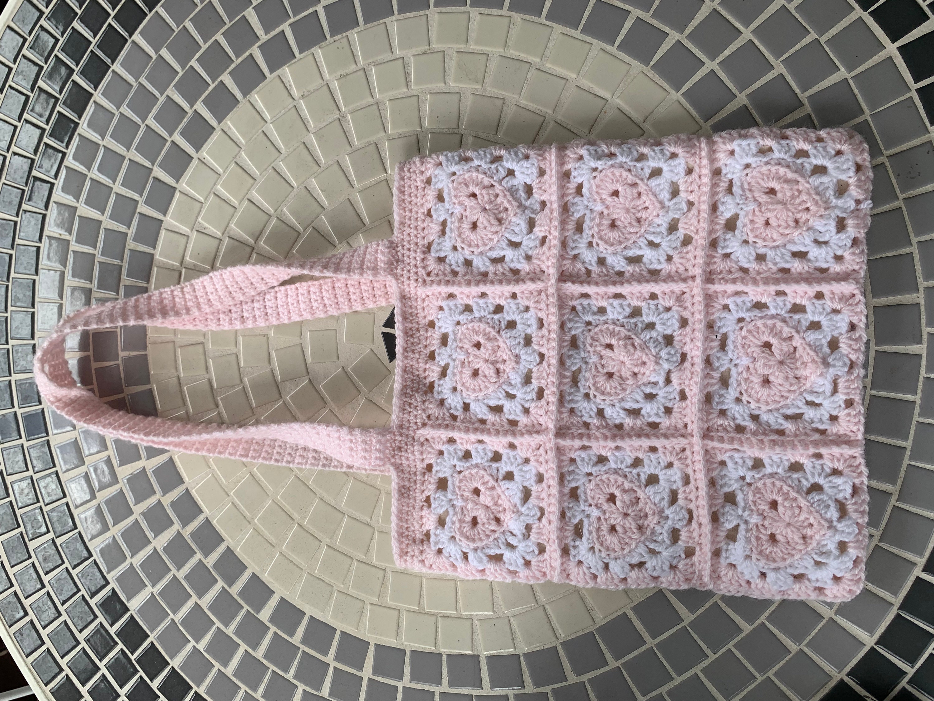 Crochet Hearts Granny Square Bag - Etsy UK