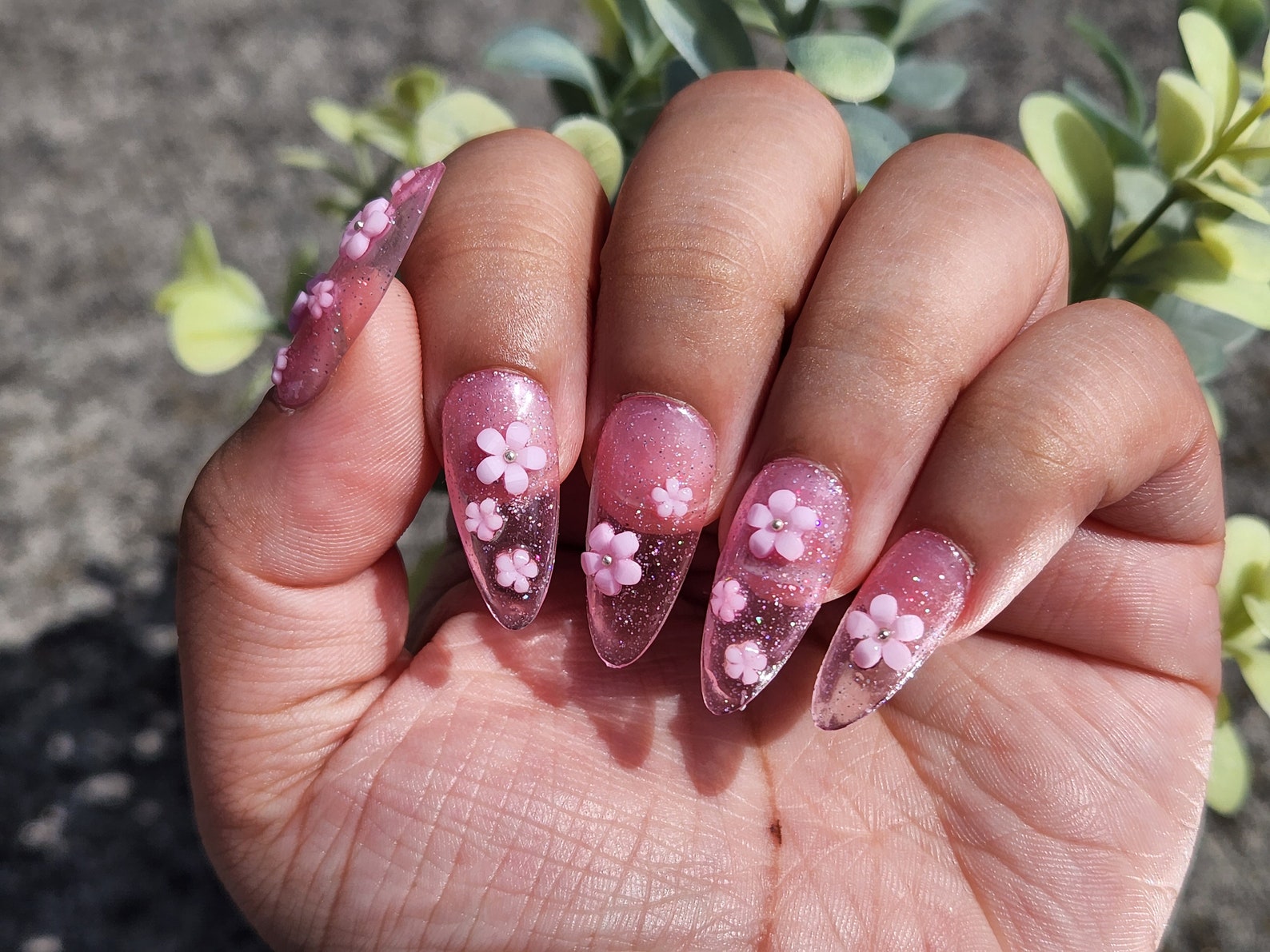 Pink Flower Nails Spring Nails Spring Press on Pink - Etsy