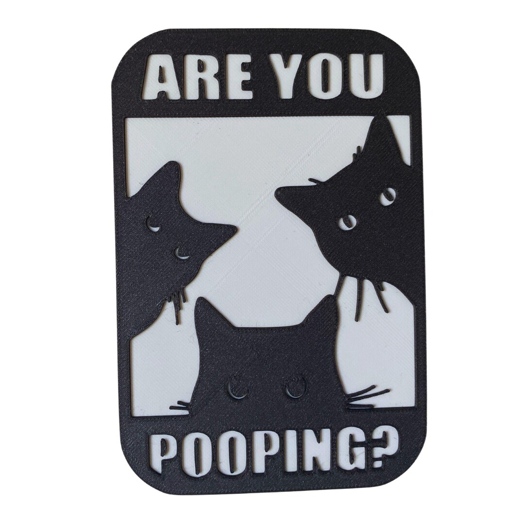 Are You Pooping? Cat Sign – Quirky 3D Printed Bathroom Decor for Cat ...