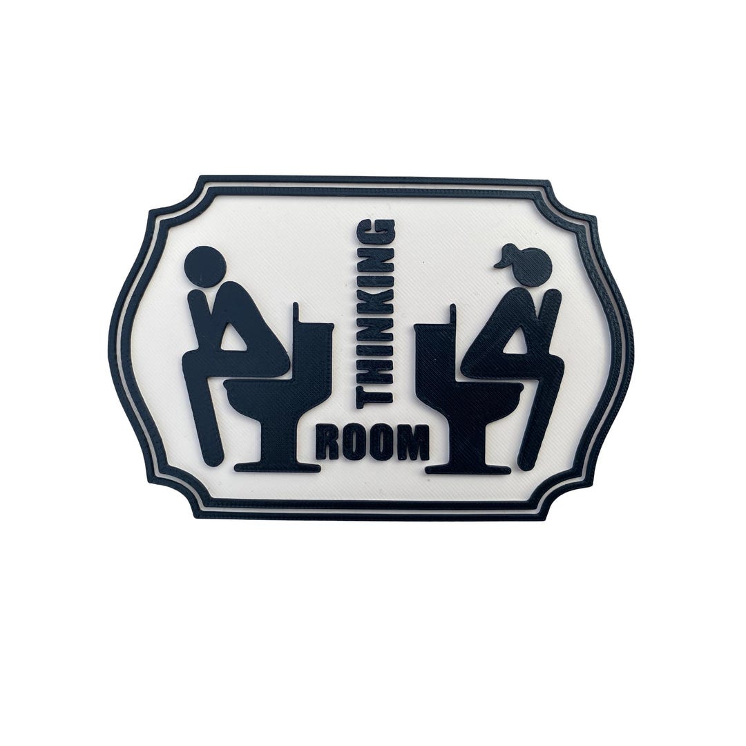 Thinking Room WC Sign 3D Printed Bathroom Decor With Double-sided Tape ...