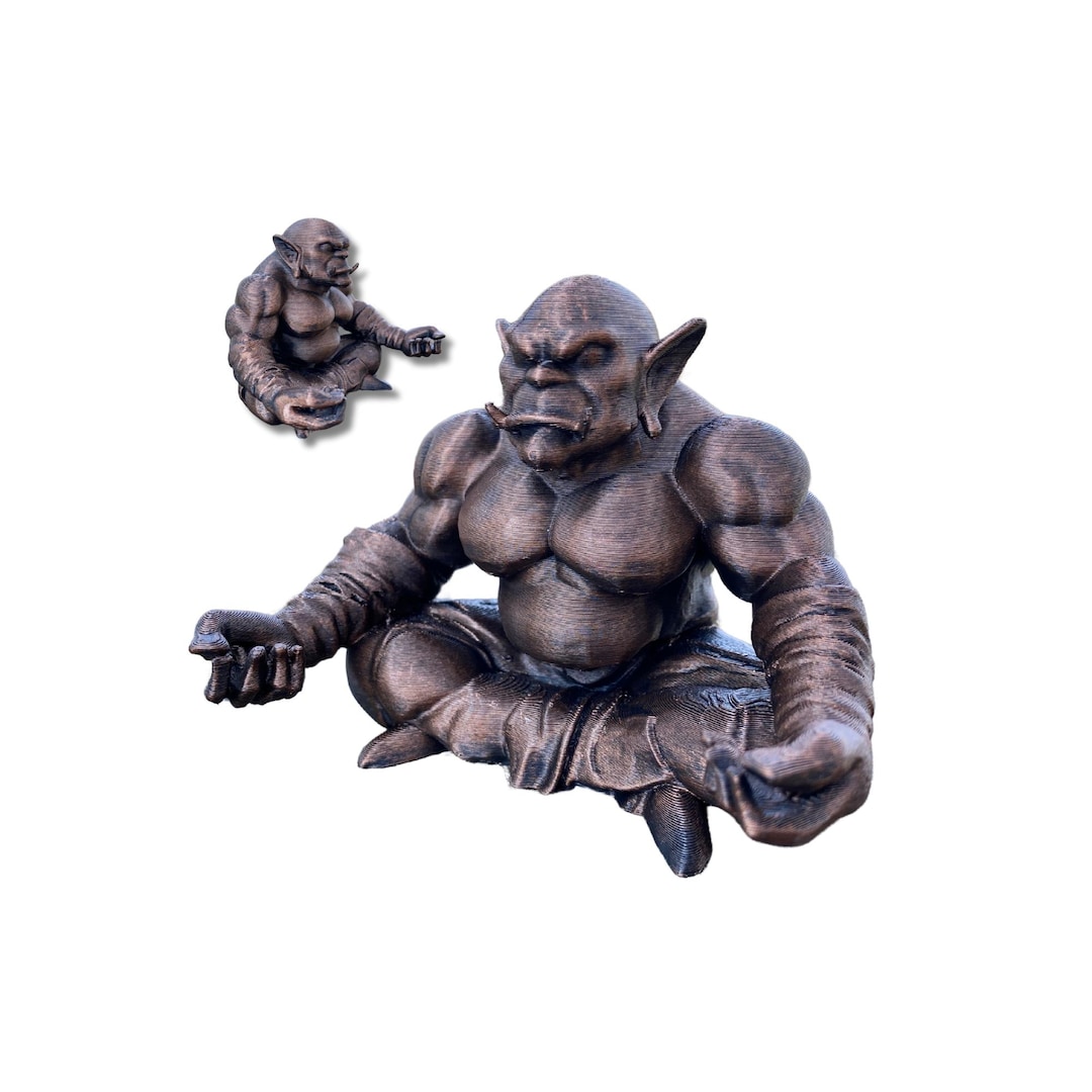 Meditating Orc Figurine – Fantasy Decor, Zen Orc Miniature, Unique Orc ...