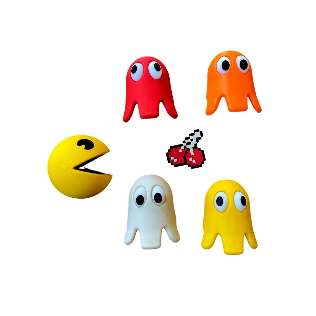 Retro Soul 3D Printed Pacman Wall Decor Set With Ghosts, Cherry, and ...