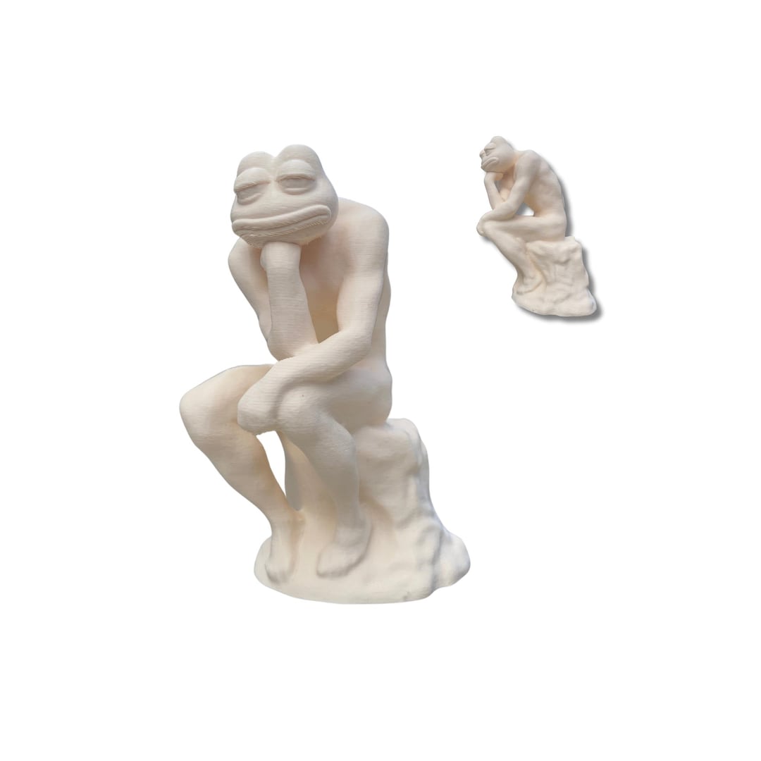 Thinking Pepe Figurine – Unique 3D Printed PLA Meme Decor for Desk ...