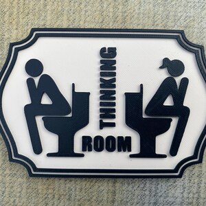 Thinking Room WC Sign 3D Printed Bathroom Decor With Double-sided Tape ...