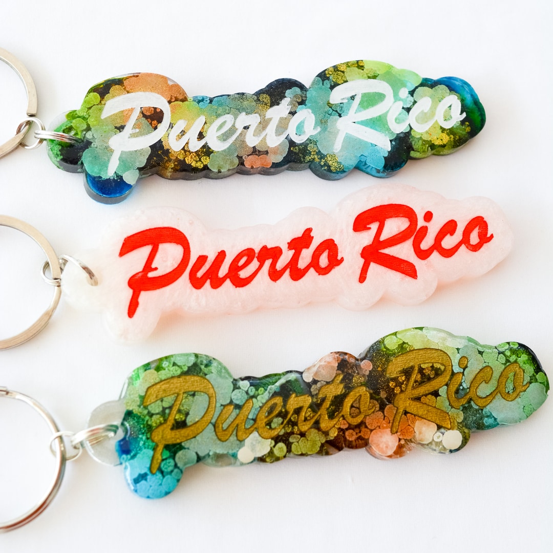 Puerto Rico Keychain, Boricua Keychain, Resin Keyring, Handmade - Etsy