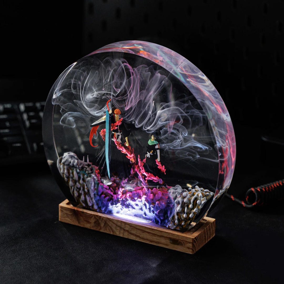 Ichigo Vs Byakuya Resin Lamp, Bleach Anime Diorama Light, Handmade LED ...