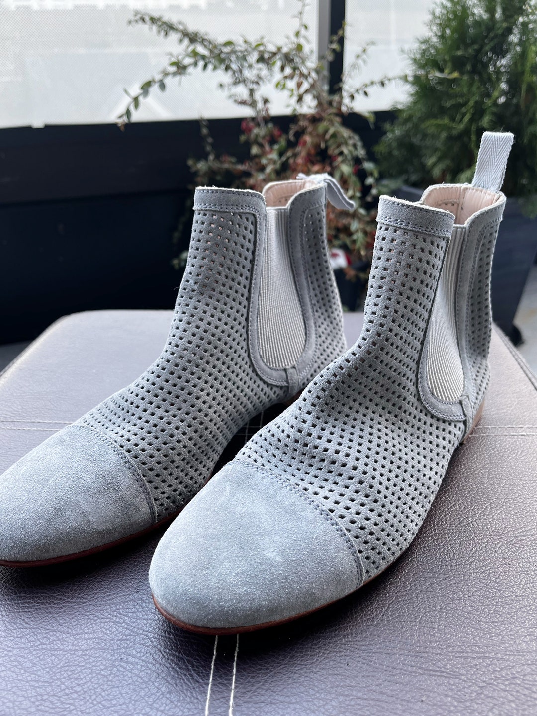 Pertini Grey Mesh Chelsea Boots Made in Spain Leather Upper Womens ...