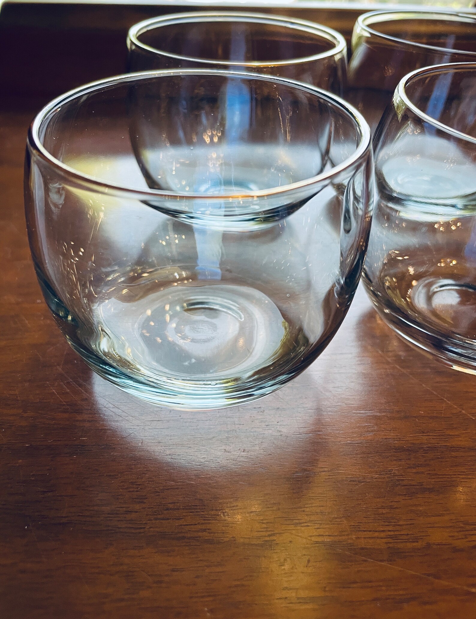 Blue Tinted Roly Poly Glasses With Gold Trim - Etsy