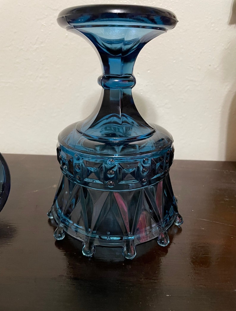 A Tiara Exclusive Blue Windsor Crown Candy Dish by Fostoria - Etsy