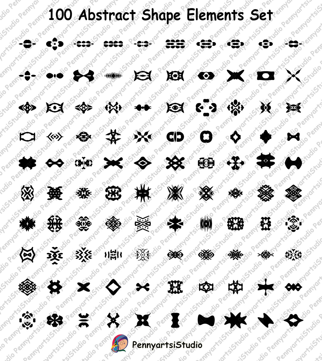 100 Abstract Shape Element Set, Commercial Use, Instant Download - Etsy