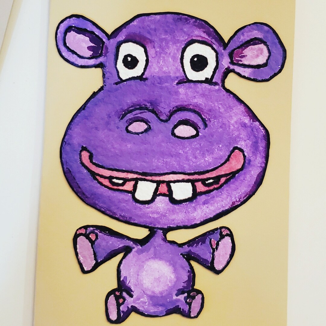 Handmade Card Happy Hug Me Hippo Card Blank Blank Greeting - Etsy