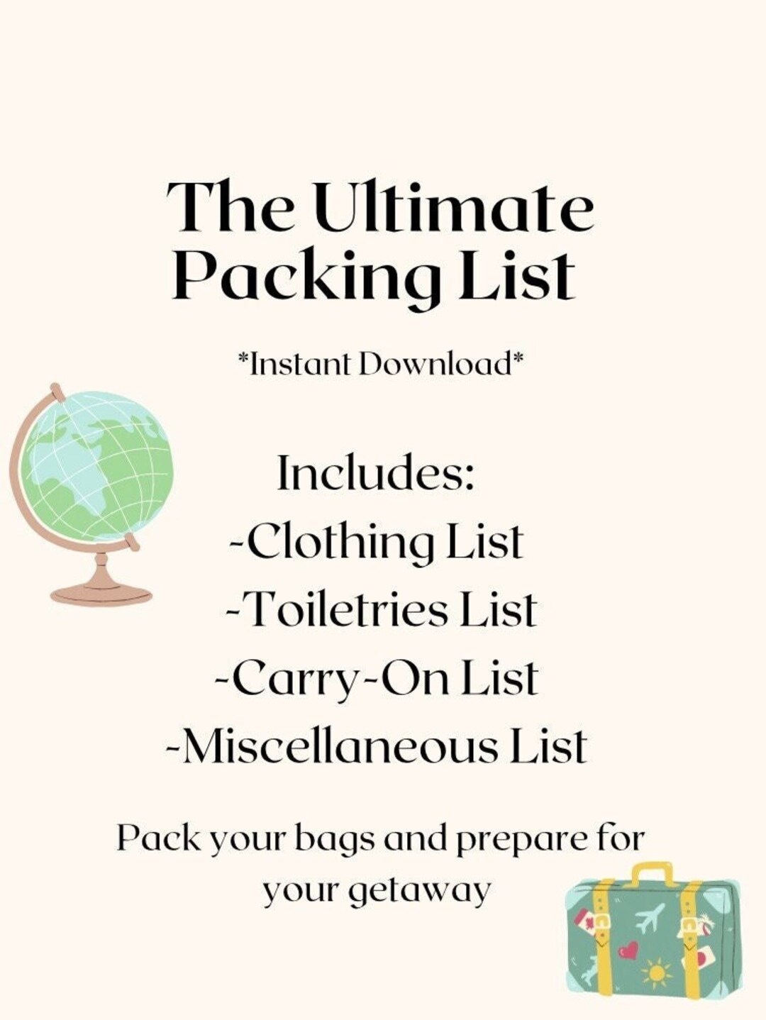 Ultimate Travel Packing List - Etsy