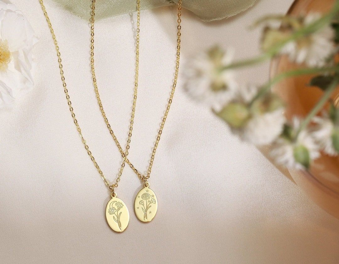 Birth Flower Family Bouquet • Birth Flower Gift • Bouquet Necklace ...