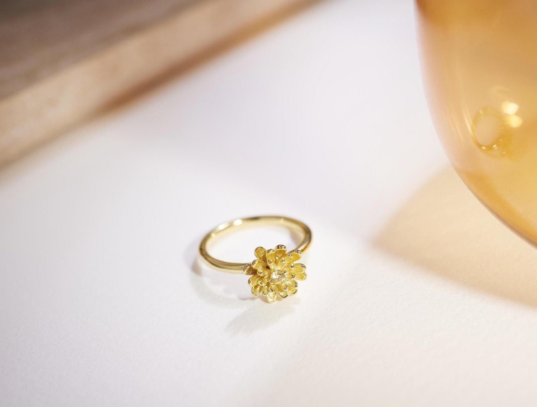 Chrysanthemums Birth Flower Ring • November Birth Flower • Topaz Ring ...