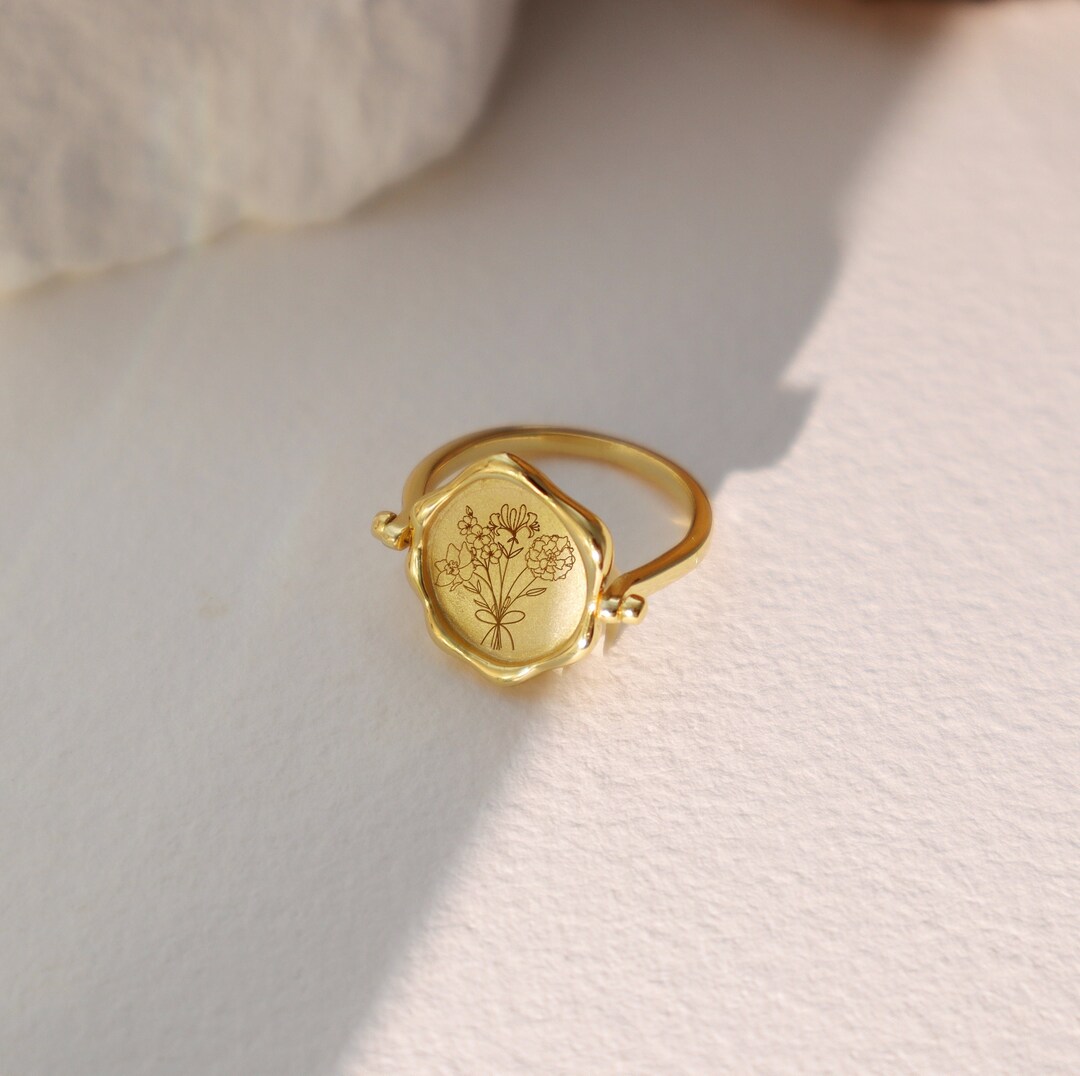 Birth Flower Ring • Combined Birth Flower Ring • Birth Flower Gift ...