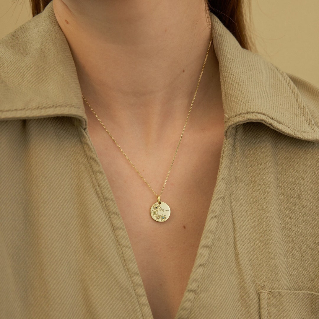 Birth Flower Custom Necklace • Birth Flower Gift • Birth Necklace ...