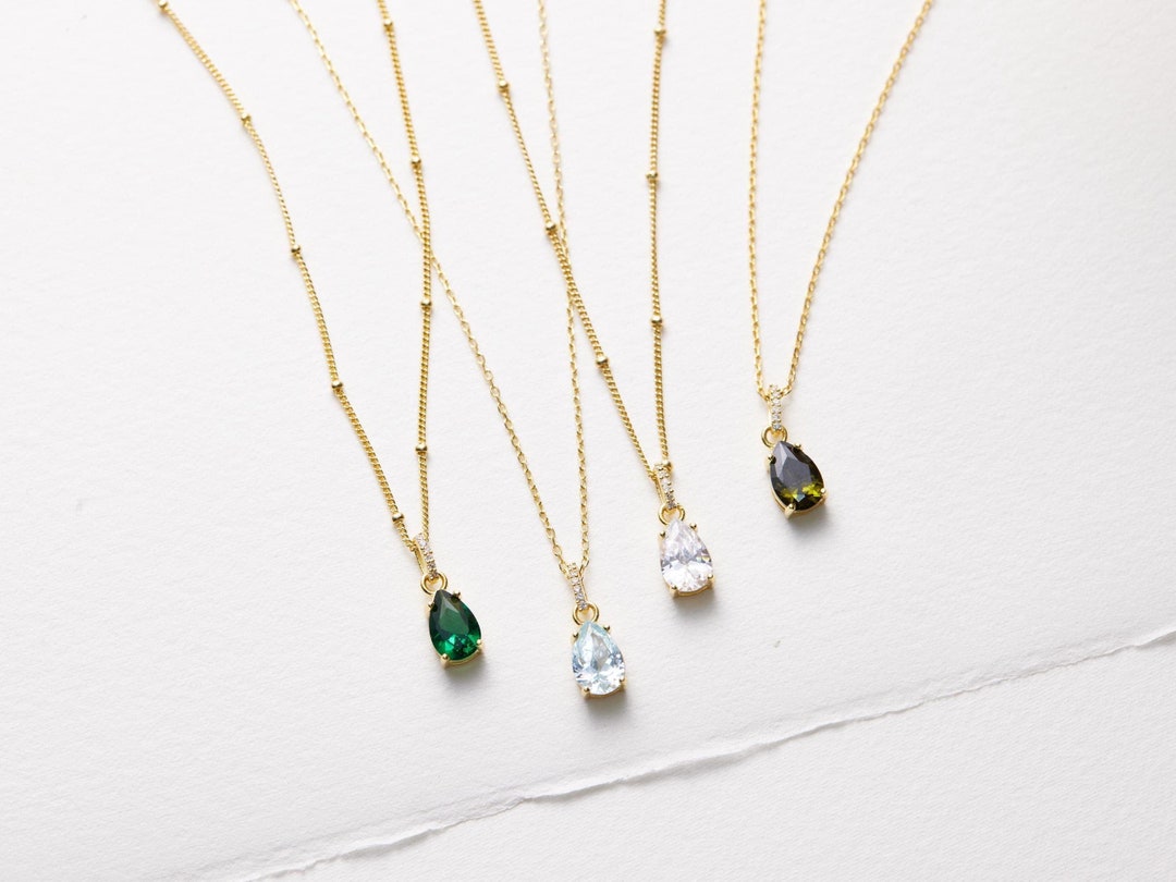 Pear Birthstone • Teardrop Birthstone • Birthstone Necklace • Gift ...