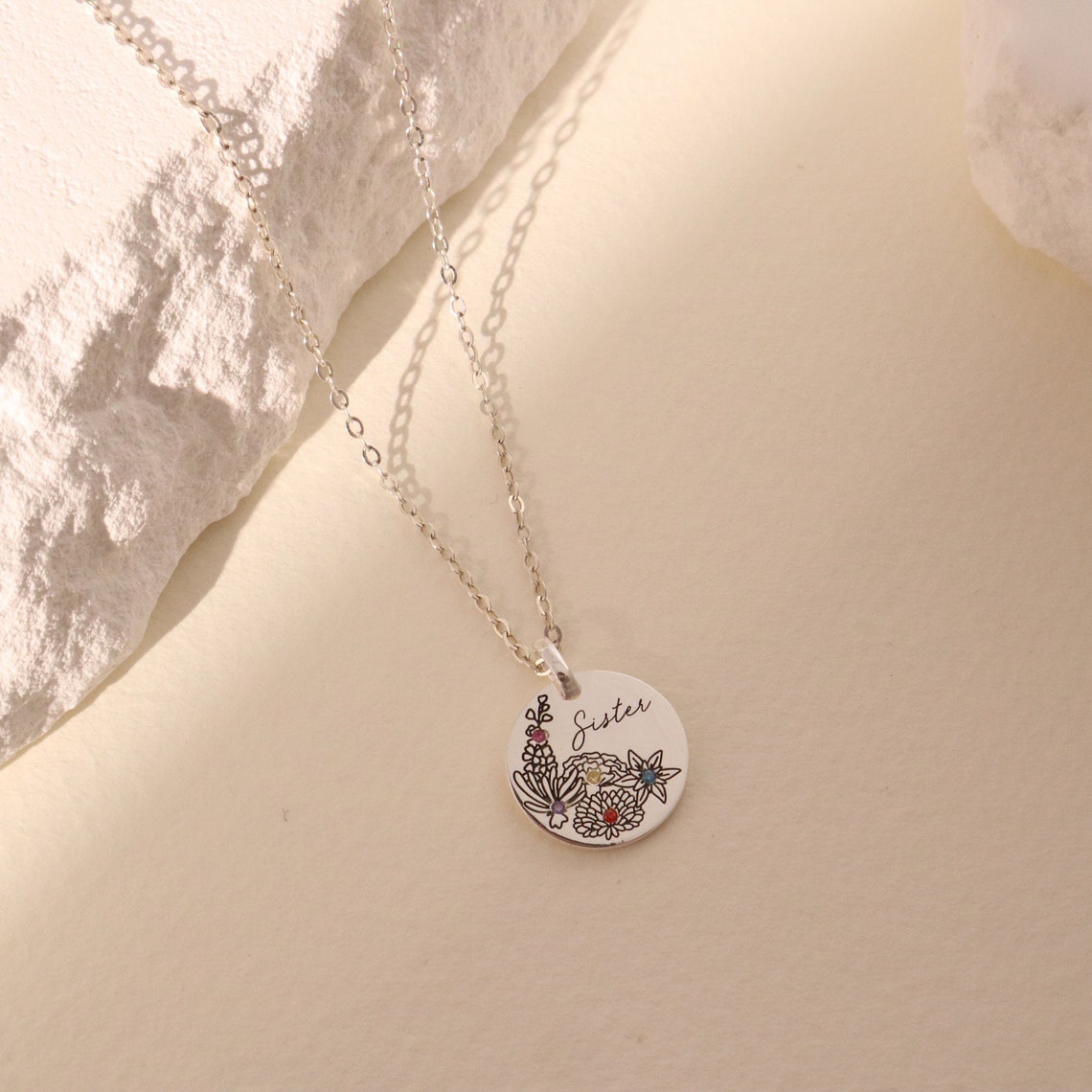 Birth Flower Custom Necklace Birth Flower Gift Birth - Etsy