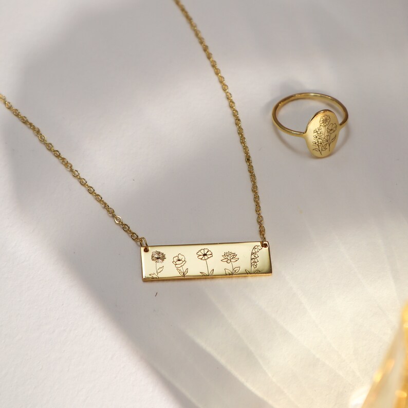 Birth Flower Necklace • Combined Birth Flower Necklace • Birth Flower ...