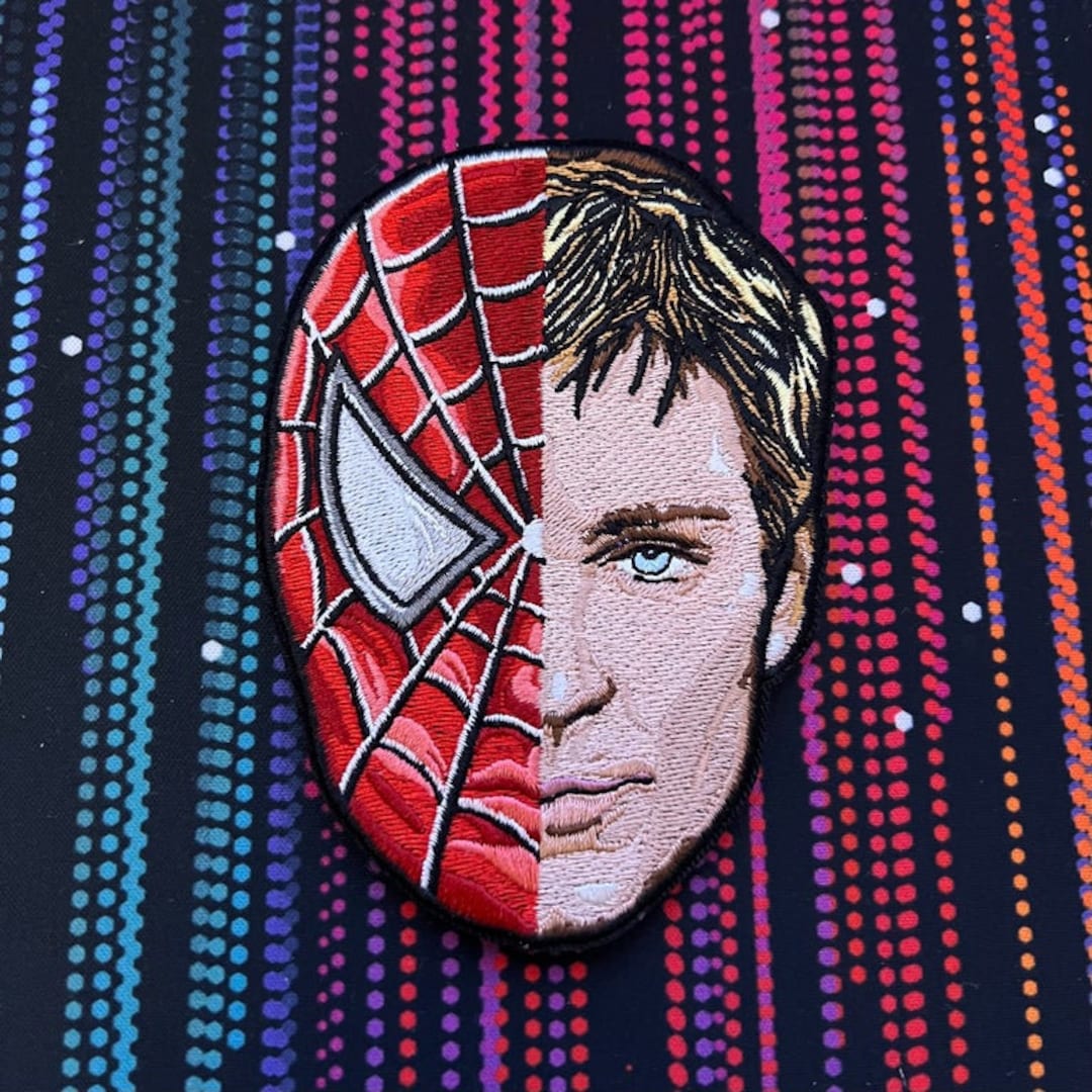 Spider Man Split Face - Tobey Maguire Embroidered Velcro Morale Patch ...