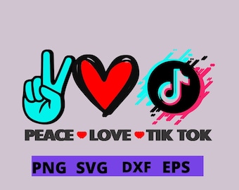 Peace Love Tik Tok Svg | Etsy Australia