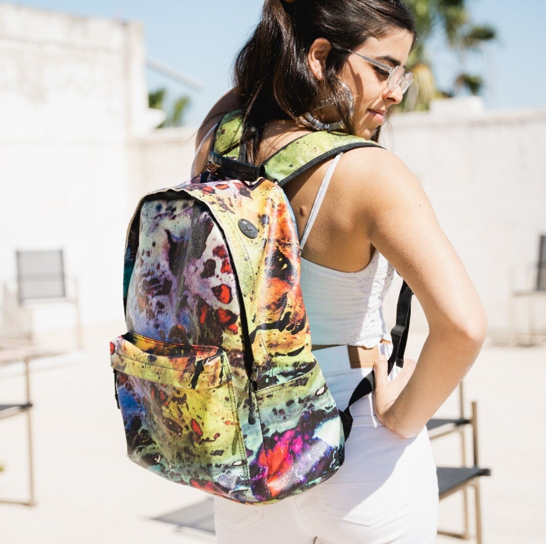 Custom Full Frame Print Leather Travel Backpack Durable, Adjustable ...