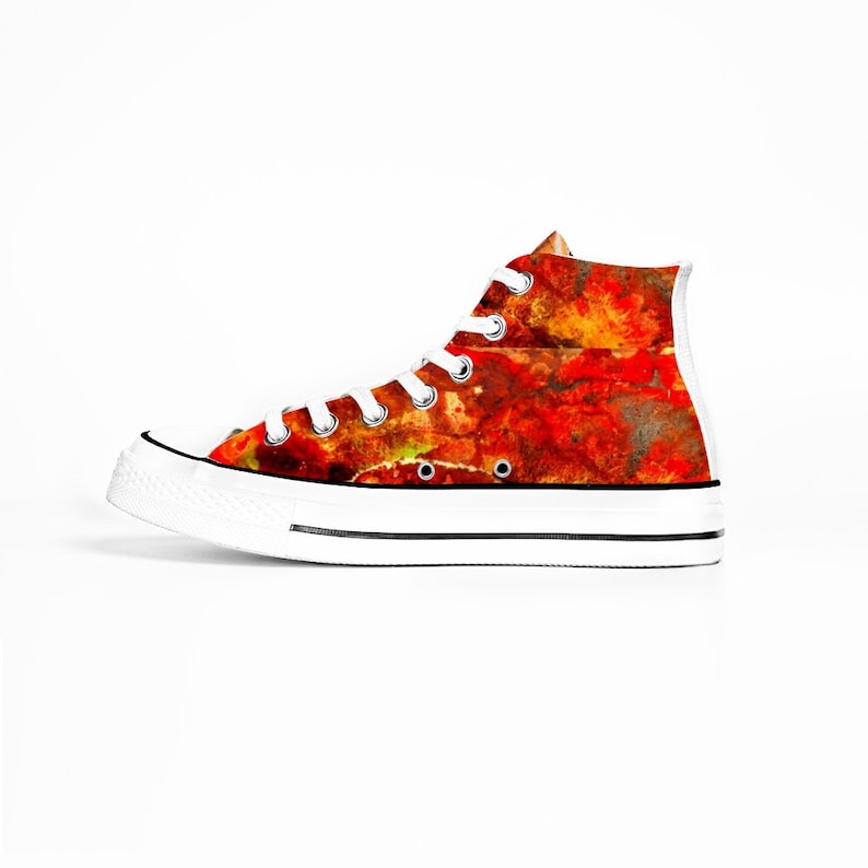 Red Abstract High Top Sneakers - Custom Festival Basketball Shoes for ...