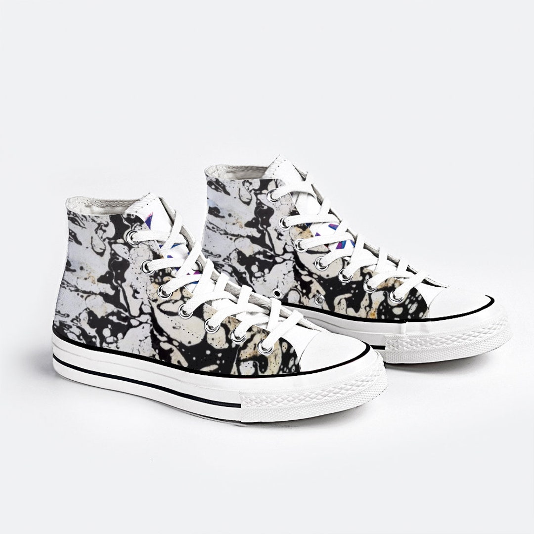 Abstract Shoes, Black & White Sneakers, Converse High Tops, Custom ...