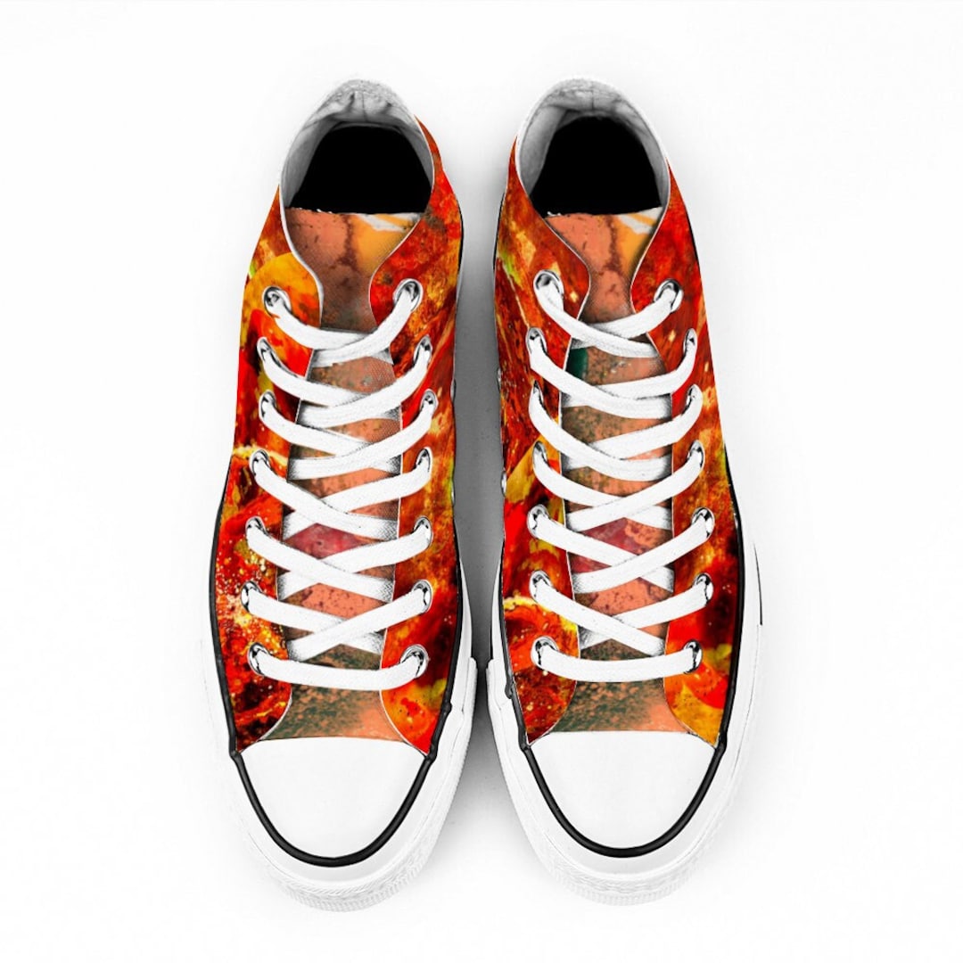 Red Abstract High Top Sneakers - Custom Festival Basketball Shoes for ...