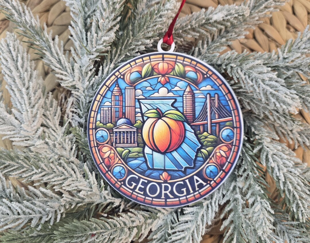 Georgia Stained Glass Inspired Ornament: Atlanta Skyline, Peach State ...