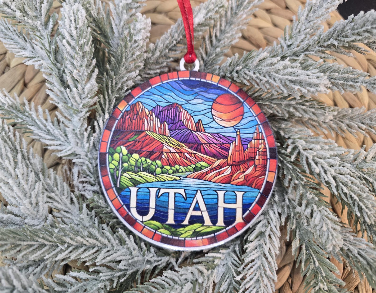 Utah Stained Glass Inspired Ornament: Printed Acrylic Keepsake - Etsy