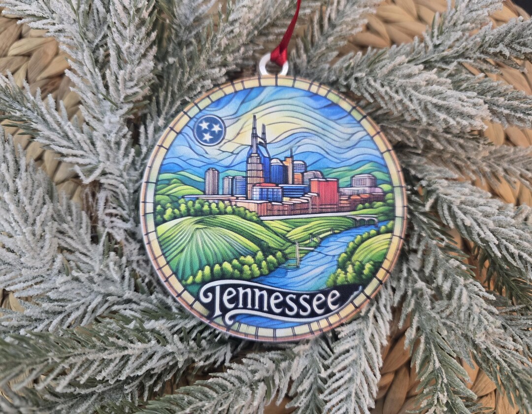 Tennessee Stained Glass Inspired Ornament: Nashville Skyline, Travel ...