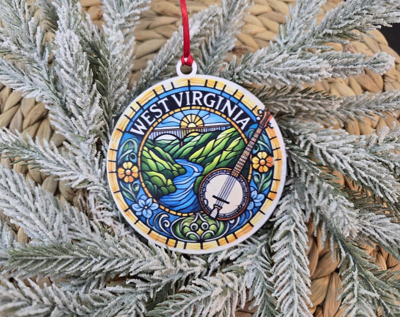 West Virginia Stained Glass Inspired Ornament: Printed Acrylic Keepsake ...